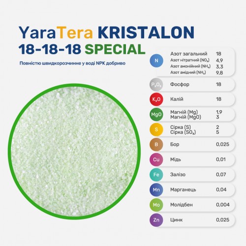 Добриво YaraTera Kristalon 18-18-18 Special (ЯраТера Крісталон 18-18-18 ...